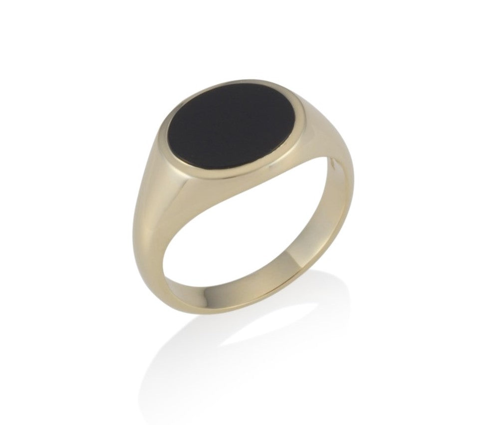 Gold Reverse Oval Stone Set Signet Ring 13.00 x 11.00mm – Marston ...