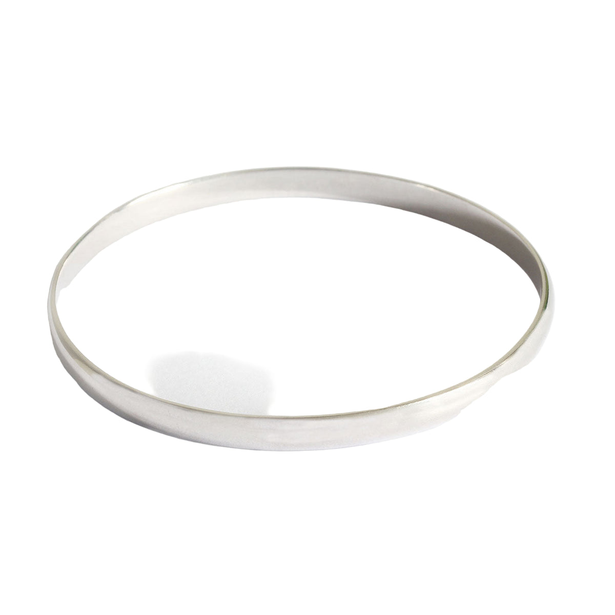 9ct White Gold Plain D-Shape Bangle – Marston Barrett Limited